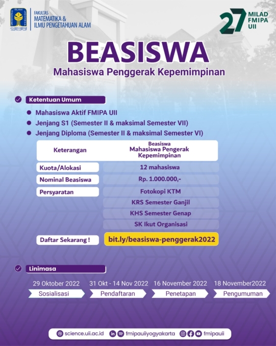 Agenda Kegiatan MILAD KE 27 Fakultas MIPA Universitas Islam Indonesia ...